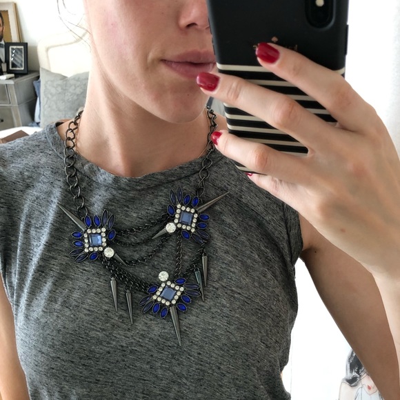 BaubleBar | Jewelry | Baublebar Blue Crystal Spike Statement Necklace ...